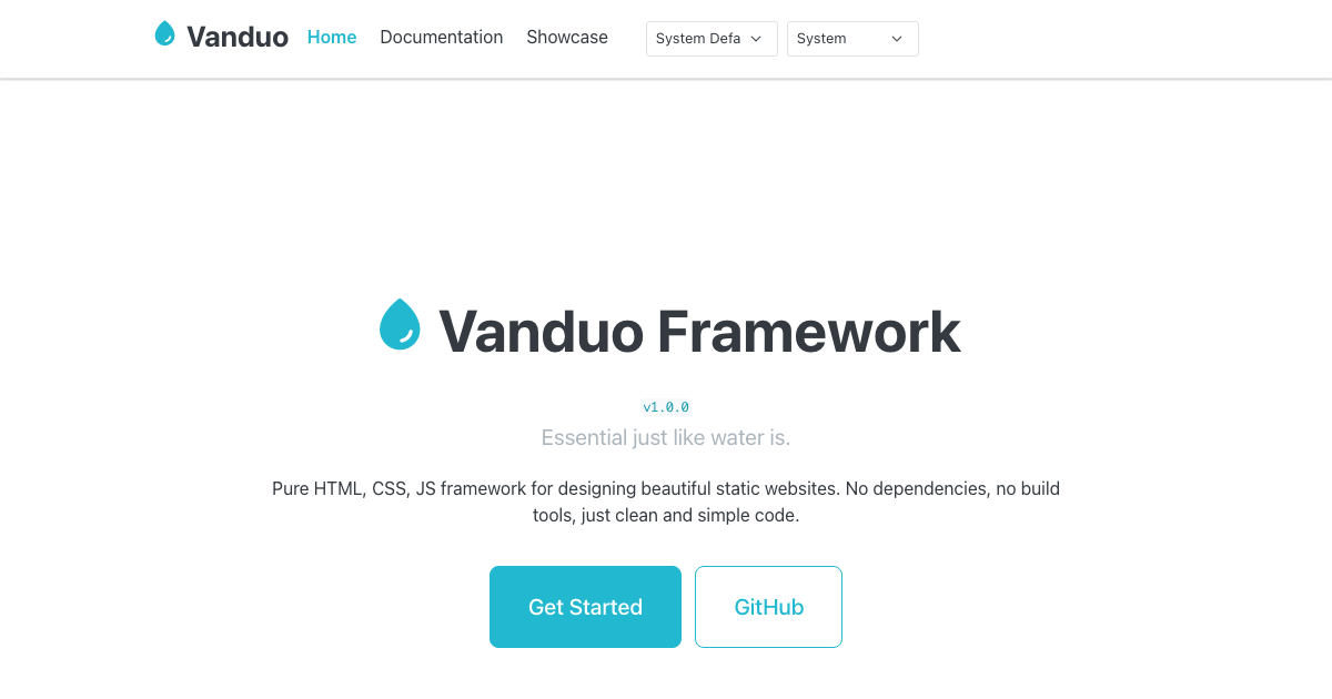 Vanduo Framework - Home